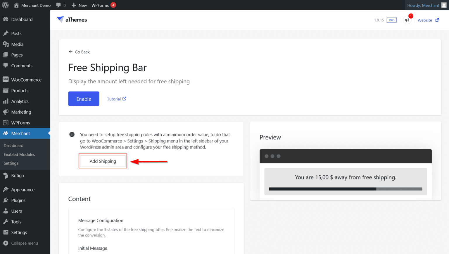 WooCommerce Free Shipping Bar Documentation - Merchant Pro