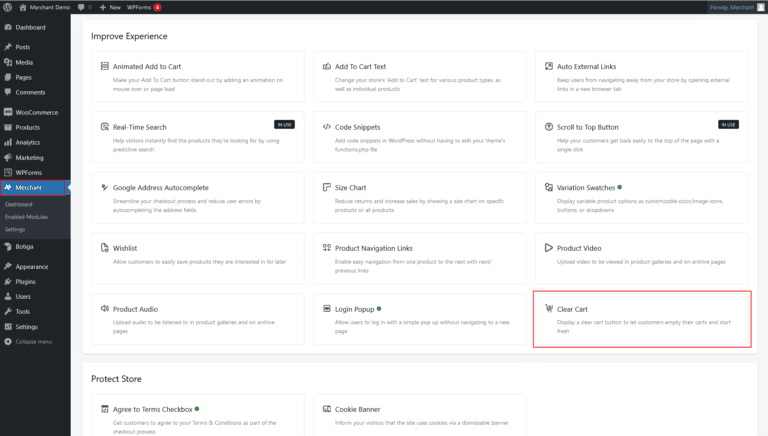 WooCommerce Clear Cart Documentation - Merchant Pro